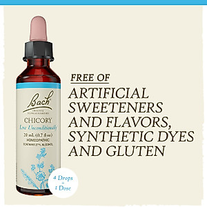 Bach Original Flower Remedies, Chicory for Unconditional Love, Natural Homeopathic Flower Essence, Holistic Wellness and Stress Relief, Vegan, 20mL Dropper