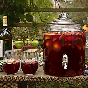 Anchor Hocking 2 Gallon Heritage Hill Beverage Dispenser with Lid (2 piece, all glass, dishwasher safe)