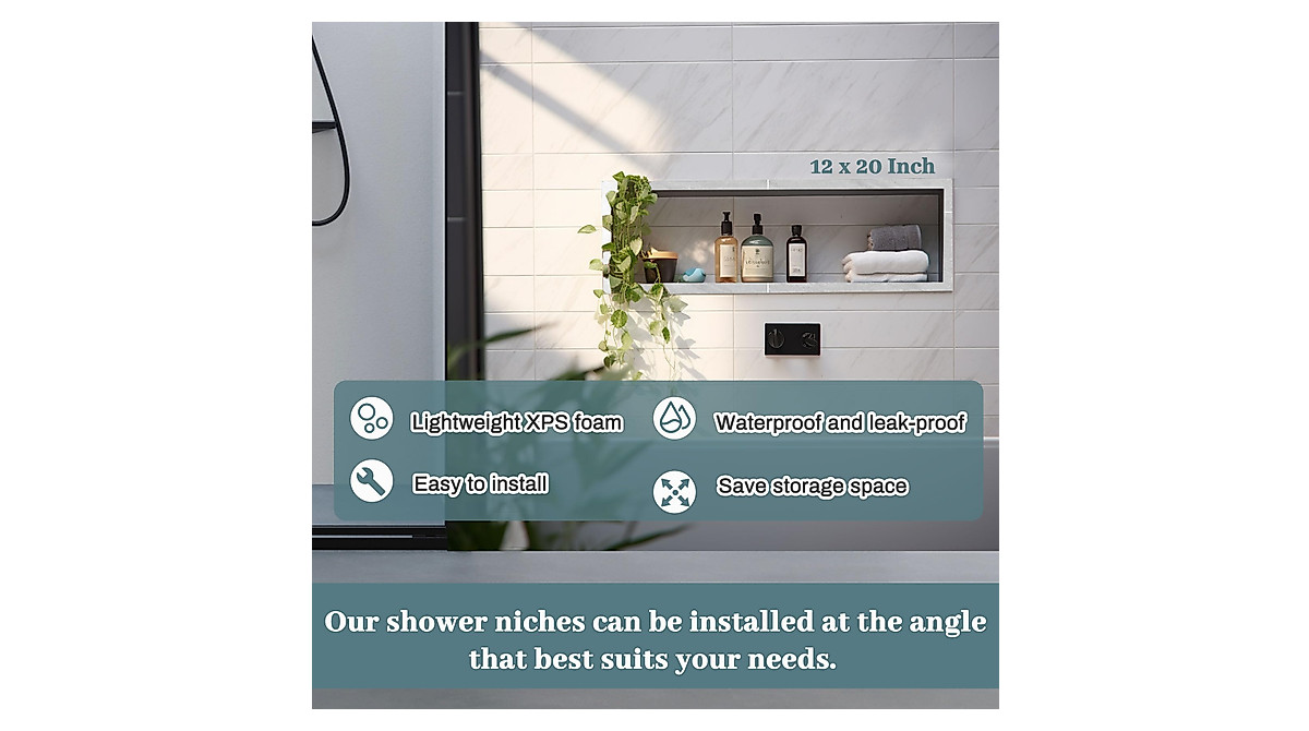 Shower Niche,12"x20"Tile Rectangle Shower Niche, Movable Partitions The ...