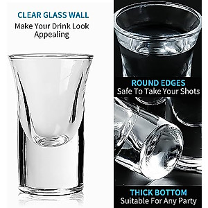 LINALL Shot Glasses 12pcs Shot Glass Set 1oz/30ml Shot Glass Holder Heavy Base for Whisky Tequila 12 Shot Glass Serving Tray (12pcs)