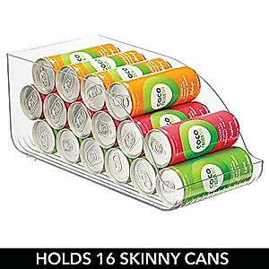 mDesign Compact Plastic Kitchen and Pantry Storage Organizer Bin for Tall Skinny Soda/Pop Cans - Kitchen, Pantry, Refrigerator - Clear