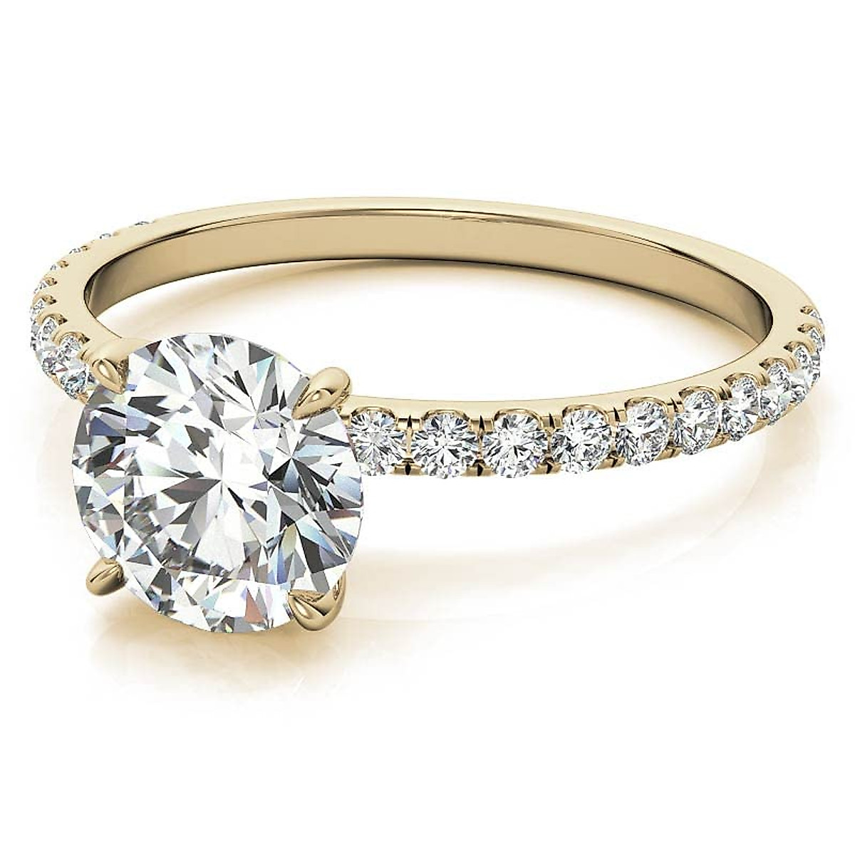 10K Solid Yellow Gold Handmade Engagement Ring 2.00 CT Round Cut Moissanite Diamond Solitaire Wedding/Bridal Rings Set for Women/Her, Amazing Ring Gift for Her