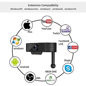 COOLSHARK Webcam with Microphone,1080P Full HD USB Web Camera for Desktop Laptop Computer Live Streaming, Plug and Play Video Calling Webcam for Web Conference, 120 Degrees Wide-Angle 30fps