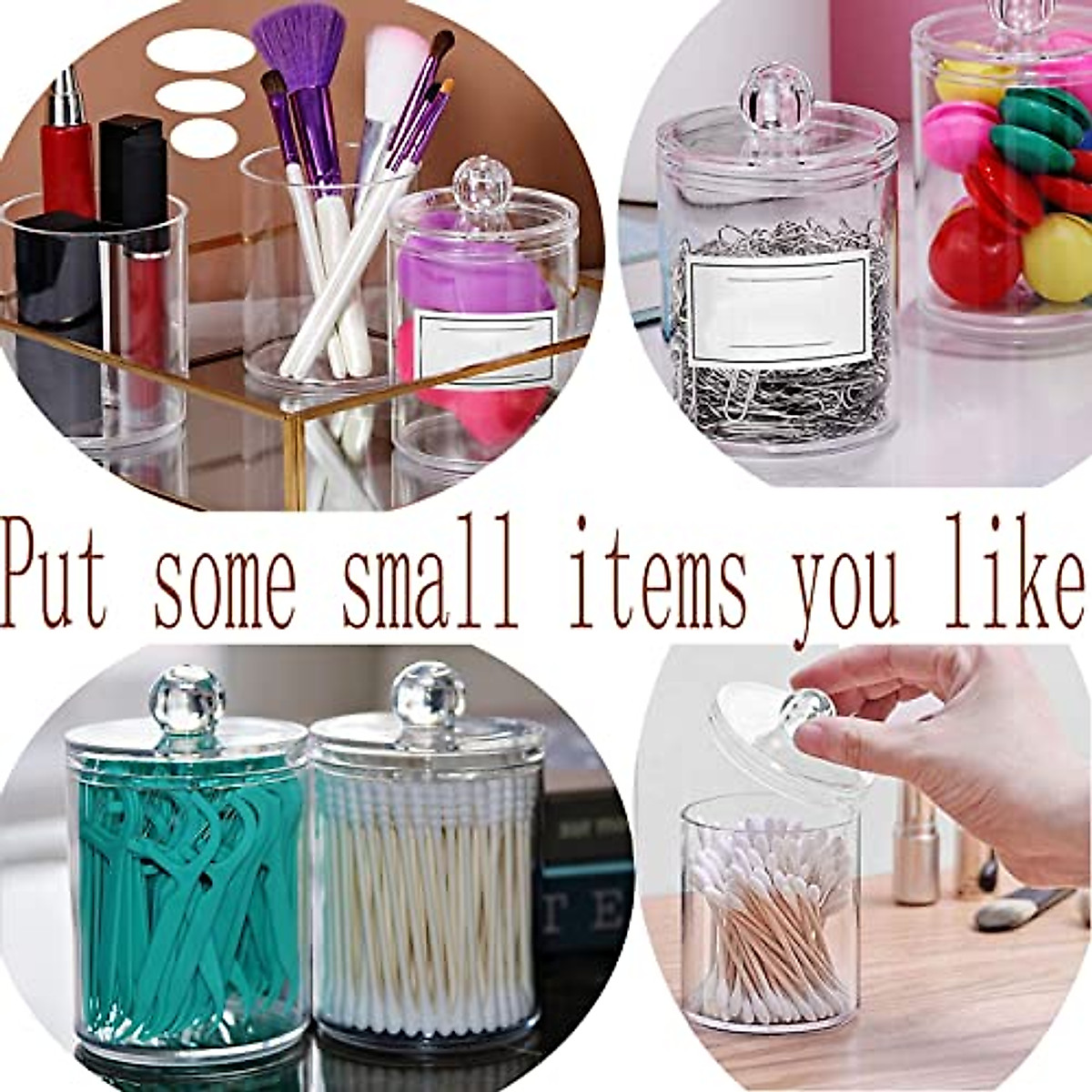 XIYUEDHHYX 3 Pack Plastic Acrylic Bathroom Vanity Canister Jars with Storage Lid, Creative Lotus Cotton Swab Apothecary Jars, Qtip Holder Makeup Organizer for Cotton Balls,Swabs,Pads,Bath Salts…