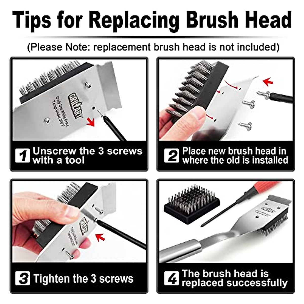 GRILLART Grill Brush and Scraper, Wire BBQ Grill Brush for Outdoor Grill, 16.5” Grill Cleaning Brush BBQ Grill Accessories, Safe Grill Cleaner Brush-Ideal Gift for Men/Dad BBQ Brush for Grill Cleaning