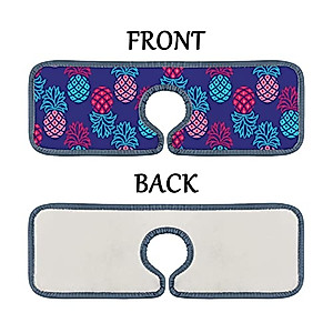 Kitchen Faucet Absorbent Mat 2 Pieces Blue Pink Pineapple Faucet Sink Splash Guard Bathroom Counter and RV,Faucet Counter Sink Water Stains Preventer