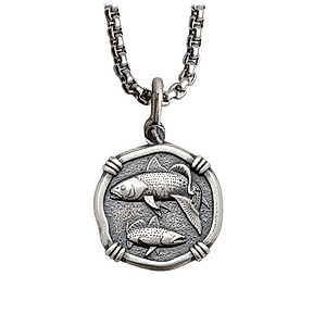 NAUTORA Redfish/Trout Necklace - Pendant Crafted in Sterling Silver on a 22" Necklace Box Chain