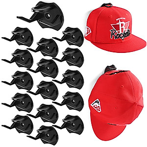 Lrgkcne Adhesive Hat Rack for Wall Baseball Caps, 16 Pack Hooks for Hats, Strong Hold hat Wall Organizer, Minimalist hat Display Rack, No Drilling Hat Racks for Door,Bedroom,Closet Black