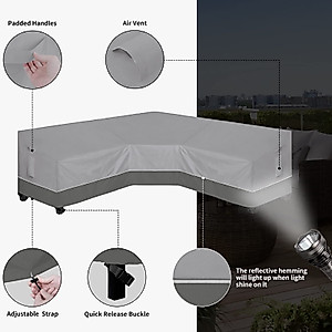 Easy-Going Outdoor V-Shaped Sectional Sofa Cover 100"X100" UV Resistant Patio Sectional Couch Cover Waterproof Lawn Patio Furniture Cover, Gray/Dark Gray