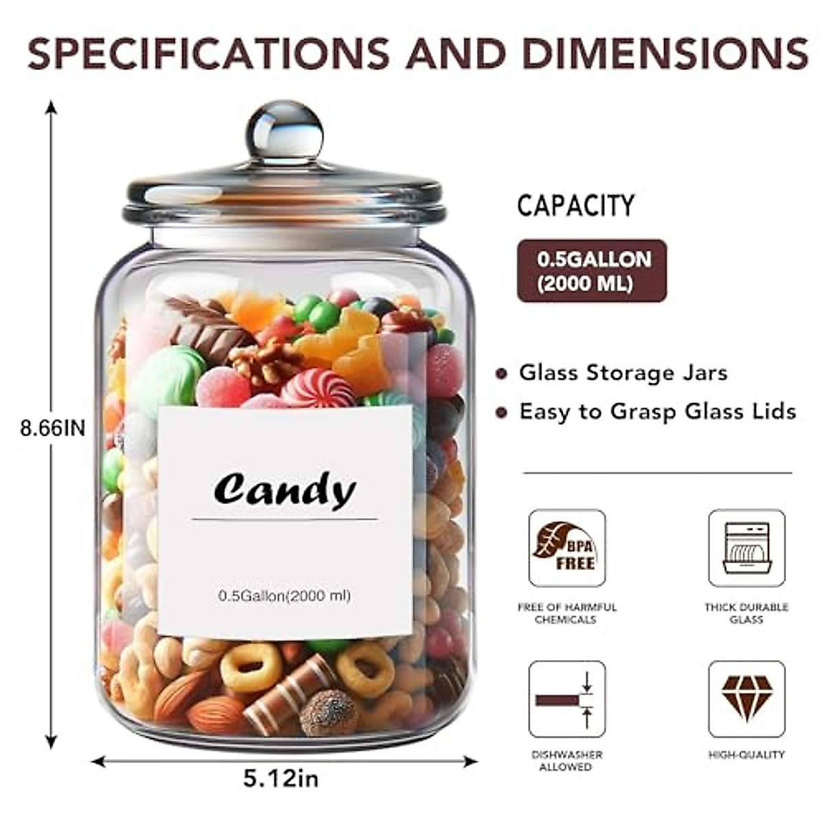 XPCARE Glass Jars for Laundry Room Organization Jars 0.5 Half Gallon Laundry Storage Glass Containers with Labels Organization with Lid for Laundry Detergent Laundry Pods Container, 2 Jars