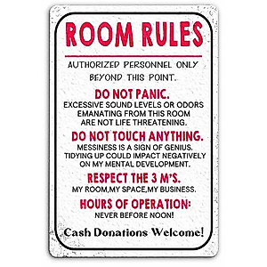 Room Sign For Teen Girls Bedroom Door Decor Girl Room Rules Signs Dorm Wall Accessories Cool Things For Teens Funny Metal Tin Signs Gaming Room Decor Teen Boy Room Art Poster 8x12 Inch