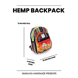 Unique design Mushroom Embroidered Himalaya Hemp Hippie Backpack Festival Backpack Hiking Backpack FAIR TRADE Handmade with Love
