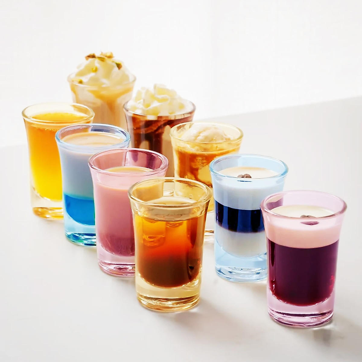 Macepason 12 Pieces Shot Glasses with 4 Colors 1.2 Ounce Acrylic Shot Glasses Set Plastic Shot Glasses 1.2oz for Tequila, Shooter, Cocktail, Spirits and Liquors