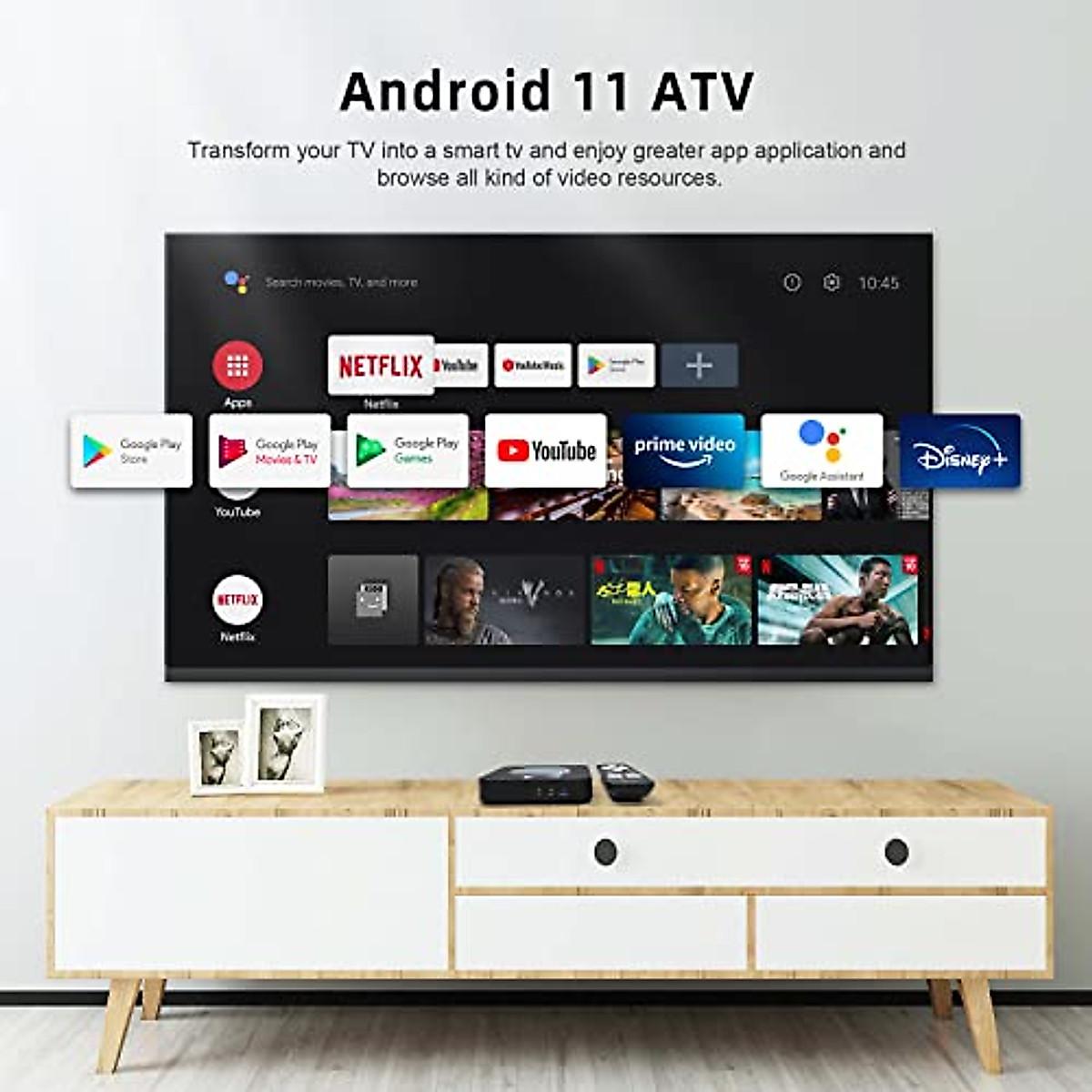 Android 11.0 TV Box, MECOOL KM2 Plus Smart TV Box Netflix Google Certified AV1 Ultra 4K HDR 2GB 16GB Support 2.4G/5.0G WiFi 5 BT 5.0 with Amlogic S905X4 Google Assistant Dolby Atmos