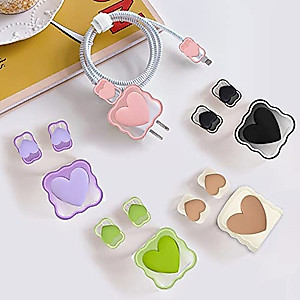 Cute Cable Protector for iPhone Charger with Lovely Design 3D Love Heart Data Cable Bite USB Charger Data Line Phone Wire Saver Protector Fit for iPhone 11 12 13 14 Pro Max Charger Protector-Purple