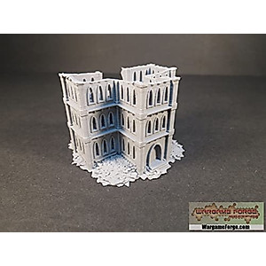 Ruined Gothic Building 3 6mm/8mm Tabletop Terrain Compatible with Epic, Adeptus Titanicus, Hex Maps