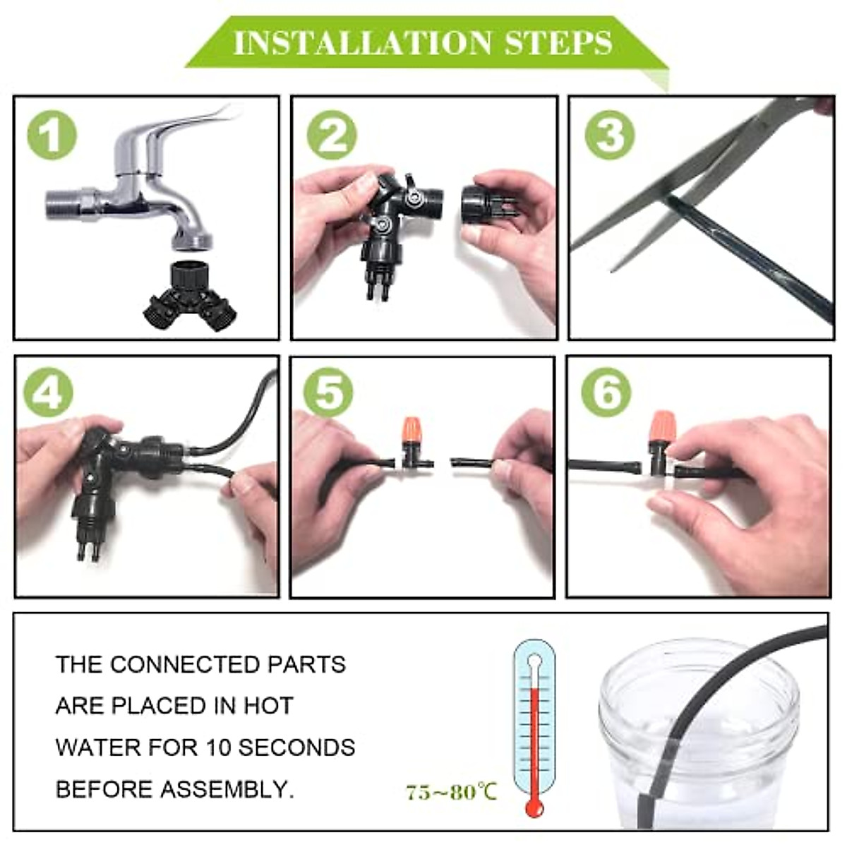 NCUUBR 101 Pcs Drip Irrigation Kit, Garden Irrigation System with 99FT 1/4" Distribution Tubing Hose, Adjustable Plant Watering Sprinkler System for Garden Lawn, Patio, with Installation Steps