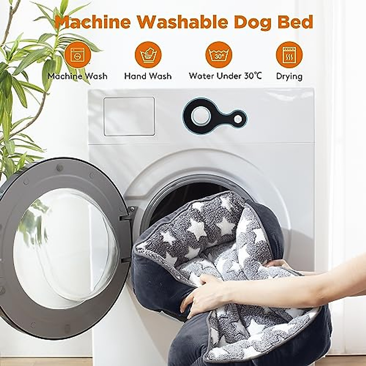 GASUR Rectangle Dog Bed for Large Dogs, Cozy Washable Bed Orthopedic Dog Sofa Bed, Pet Cuddler Anti-Slip Bottom, Soft Calming Sleeping Puppy Warming Puppy Bed (S Plus (25"x 21"x 8"), Black)