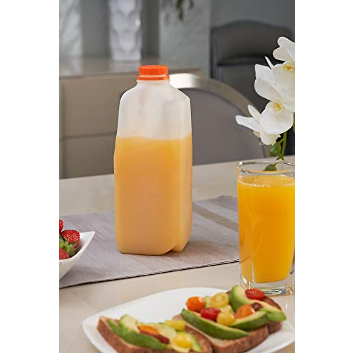 [10 PACK] Empty Plastic Juice Bottles with Tamper Evident Caps 64 OZ - Half Gallon, Smoothie Bottles - Ideal for Juices, Milk, Smoothies, Picnic's and even Meal Prep by EcoQuality Juice Containers