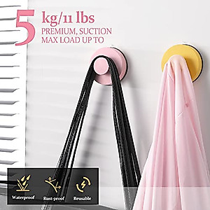 2PCS Suction Cup Hook(Pink)- Shower Suction Hooks for Towel Loofah Bathrobe -Towel Hooks for Glass Door Windows-Waterproof Utility Hooks for Kitchen Utensils-Damage Free Installation