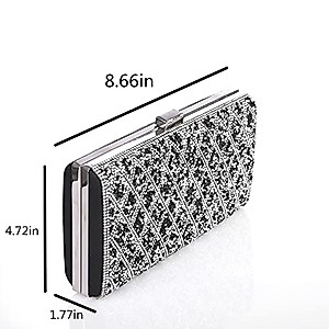 Sither Rhinestone Handbag Purses for Women Evening Handbag Purses Crystal Clutch Purses Medium Sparkly Clutches Shoulder Chain Bags for Party Prom Christmas Gift (black)