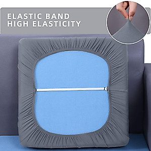 hyha Waterproof Couch Cushion Covers, Magic Sofa Covers Washable, Stretch Sofa Seat Cushion Slipcovers, Waterproof Couch Slipcovers for Dogs Pets, Furniture Protector (1 Piece, Grey)