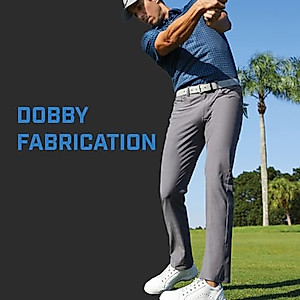 PGA TOUR Men's Flat Front Comfort Stretch 5 Pocket Golf Pant, Dk Grey Heather, 34W x 30L