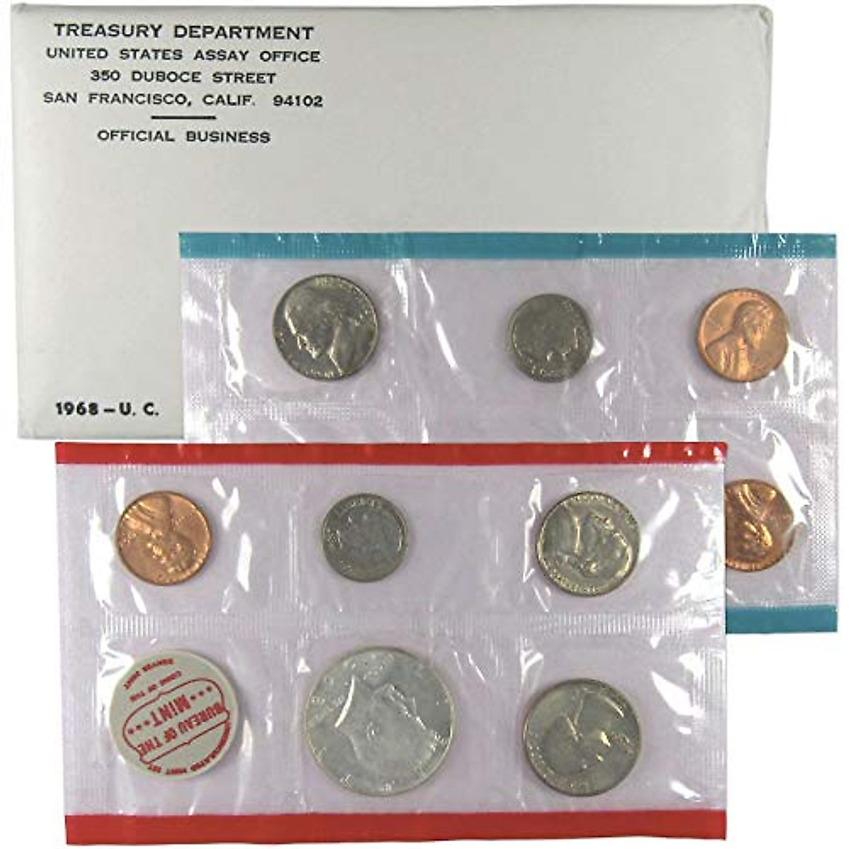 1968 Various Mint Marks United States Mint Uncirculated Coin Set in Original Government Packaging Uncirculated