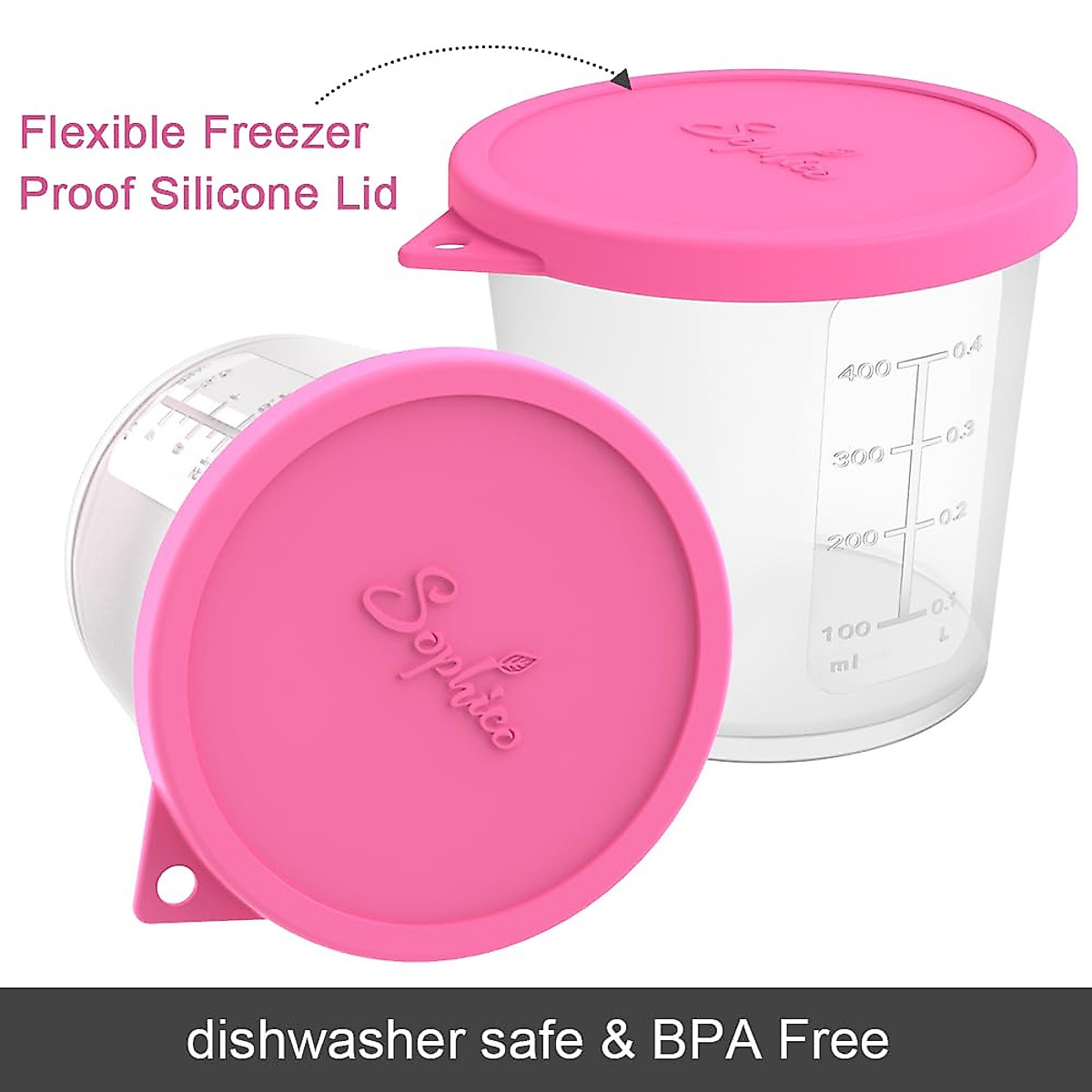 SOPHICO Ice Cream Pint Containers with Silicone Lids, Freezer Food Storage Tubs for Homemade IceCream, Meal Prep, Yogurt and Soup, Airtight & Dishwasher Safe (MEDIUM, 4 Pack)