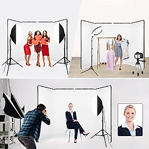 GSKAIWEN 7.87ft x 13.12ft White Screen Backdrop with Stand, Portable Large Wrinkle-Resistant Collapsible Photography Background for Photo Studio Video Shooting, Portrait Product Headshot Photography