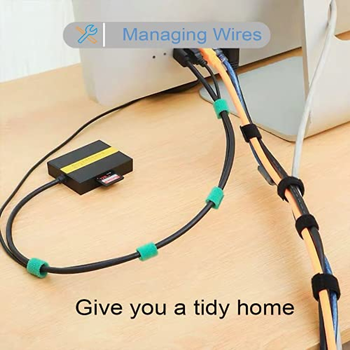 62ft x 1/2inch Cable Ties Roll, Inorthtop Cable Management Straps,Cord Organizer,Under Desk Cable Management,Hook Loop Self Gripping for PC TV Car Desk Home Office Garden