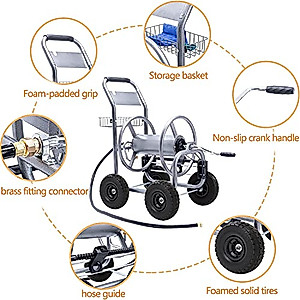 Giraffe Hybrid Lightweight 5/8 in. x 100 ft Garden Hose, Heavy Duty Hose Reel Cart, 250-Feet Capacity