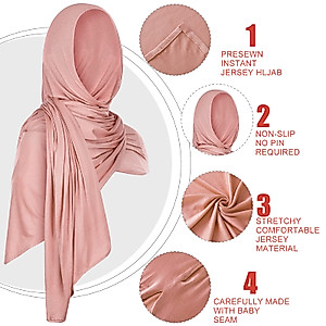Vabean 4 Pcs Instant Hijab for Women Jersey Hijabs Pinless Islamic Muslim Head Wraps Premium Head Scarf Hijab Shawl(Fresh Color)