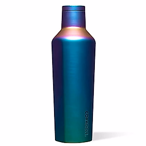 Corkcicle Insulated Canteen Travel Water Bottle, Triple Insulated Stainless Steel, Easy Grip Flat Sides and Screw-on Cap, Keeps Beverages Cold for 25 Hours or Warm for 12 Hours, 16 oz, Dragonfly