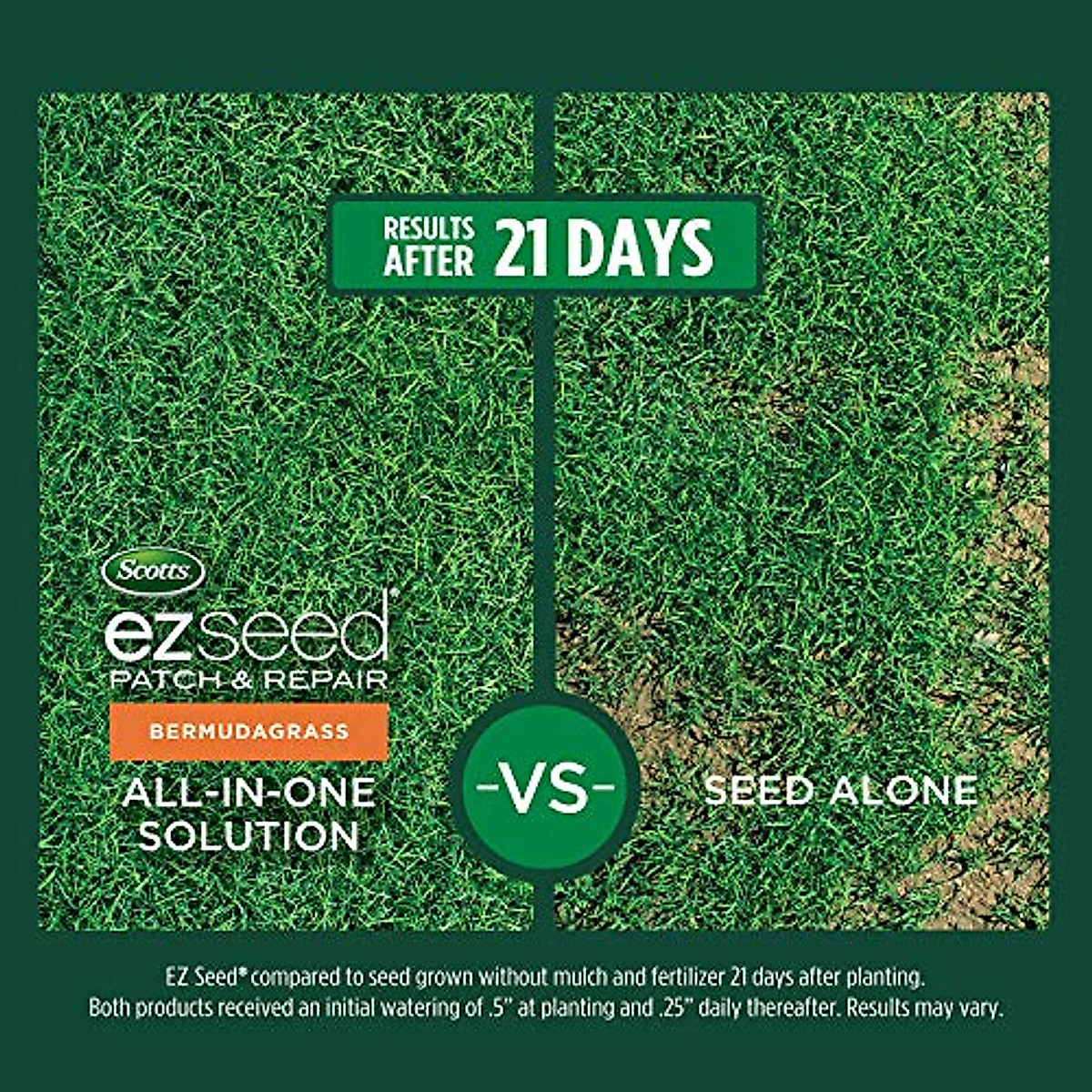 Scotts EZ Seed Patch and Repair Bermudagrass, 10 lb. - Combination Mulch, Seed, and Fertilizer - Tackifier Reduces Seed Wash-Away - Even Grows in Scorching Heat - Covers up to 225 sq. ft.