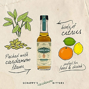 Scrappy's Bitters - Cardamom, 5 oz - Organic Ingredients, Finest Herbs & Zests, No Extracts, Artificial Flavors, Chemicals or Dyes. Made in the USA!