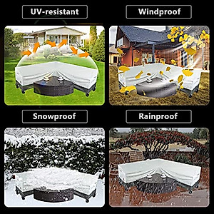 ClawsCover V-Shaped Outdoor Patio Sectional Sofa Cover Waterproof Heavy Duty Fadeless 600D Polyester Weatherproof Garden Couch Furniture Sectional Set Cover,89L/89Lx34Dx31H Inch