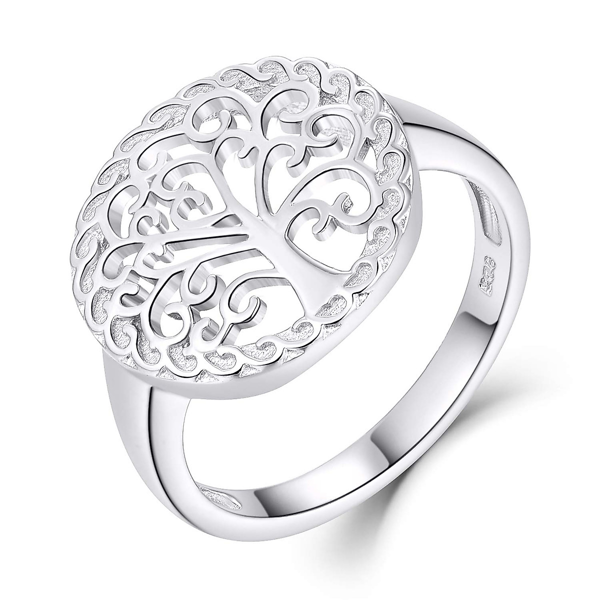 JO WISDOM Women Ring,925 Sterling Silver Family Tree of Life Yggdrasil Coin Ring,Jewlery for Women,Christmas Gifts