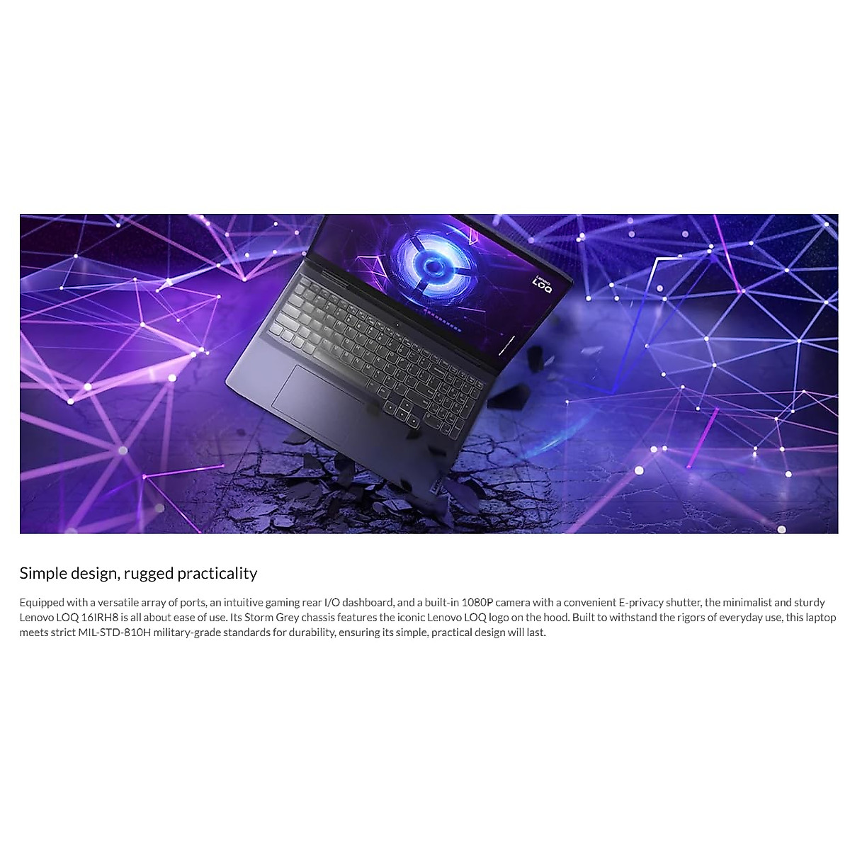 Lenovo LOQ 16" 144Hz WUXGA Gaming Laptop, GeForce RTX 4050, Intel Core i5-13500H, 16GB DDR5 RAM, 1TB PCIe SSD, Webcam, Backlit Keyboard, RJ-45, Wi-Fi 6, Windows 11 Home, Grey