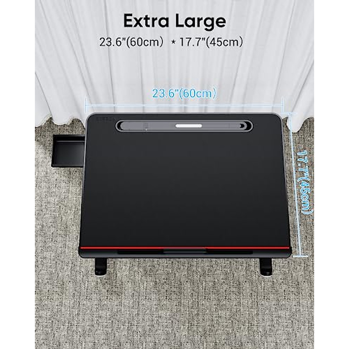 Laptop Desk for Bed with LED Table Lamp, NEARPOW XXL Laptop Bed Tray Desk for Laptop and Writing, Adjustable Bed Table Bed Desk Laptop Stand for Bed or Sofa with Anti-Slip Leather, Removable Stopper