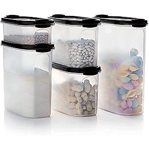 Tupperware Brand Modular Mates Super Oval Container Set - 5 Dry Food Storage Containers with Lids - Airtight, Dishwasher Safe & BPA Free