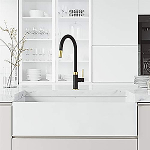 VIGO VG02033MGMB 18.63" H Bristol Single-Handle Pull-Down Sprayer Kitchen Faucet in Matte Gold/Matte Black