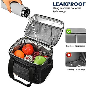 MIYCOO Insulated Lunch Bags for Men Women Lunch Bags Large Lunch Box Leakproof Soft Cooler Tote Bag (Black, 12L)