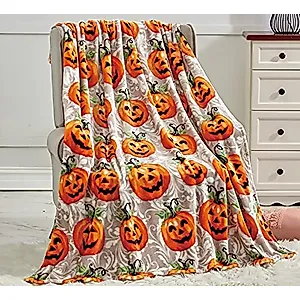 Decor&More Happy Halloween Microplush Throw Blanket (50 x 60inch) - Pumpkins
