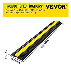 Happybuy 4 Pack of 1-Channel Rubber Cable Protector Ramps Heavy Duty 18000Lbs Load Capacity Cable Wire Cord Cover Ramp Speed Bump Driveway Hose Cable Ramp Protective Cover