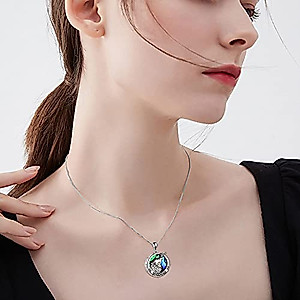 ONEFINITY Wolf Urn Necklaces for Ashes Sterling Silver Abalone Shell Wolf Cremation Jewelry with Dragonfly Urn Keepsake Memorial Urn Jewelry for Women Men