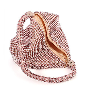 ele ELEOPTION Women Rose Gold Clutch Rhinestone Purse Bling Evening Bag Triangle Women's Wedding Purse for Party Cocktail for 6.0 inch Phones