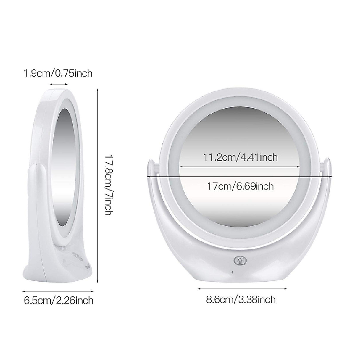 FQYYDD Illuminated Makeup Mirror Usb Rechargeable Makeup Lamp Mirror Double-Sided Mirror