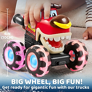 JOYIN 3 Pack Monster Truck Toy - Motion Activated Light-Up Cars for Toddlers - Monster Treads Lightning Wheels - Baby Toy Present - Press & Go Cars for Boys Girls Birthday Gifts Easter Basket Stuffer
