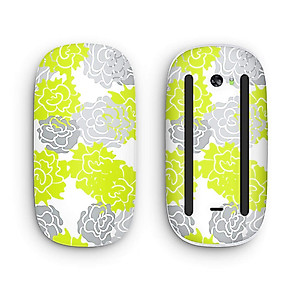 Design Skinz Gray and Lime Green Cartoon Roses Vinyl Decal Compatible with The Apple Magic Mouse 2 (Wireless, Rechargable) with Multi-Touch Surface